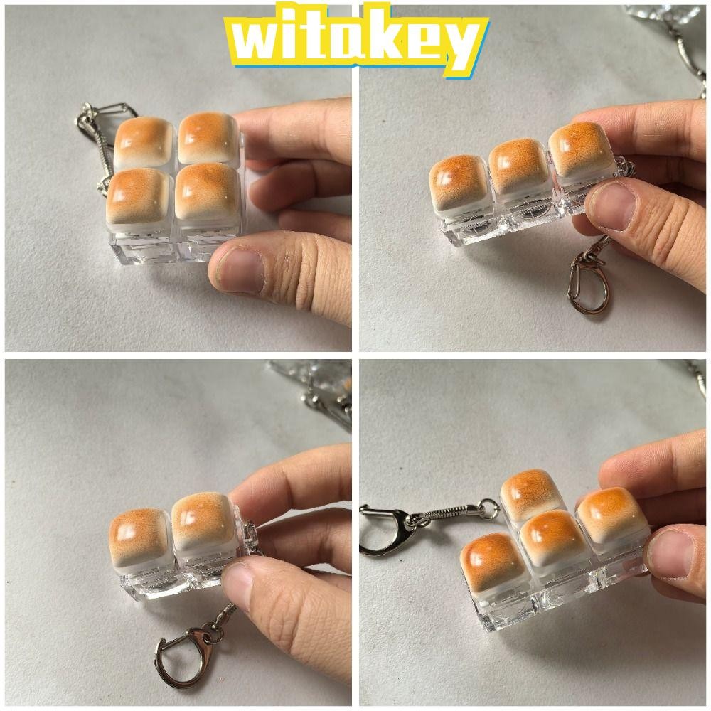WITAKEY พวงกุญแจ Fidget, การออกแบบขนมปังคาราเมล DIY คีย์บอร์ดนิ้วหมวก, ปุ่มกดบรรเทาความเครียดขนม ...