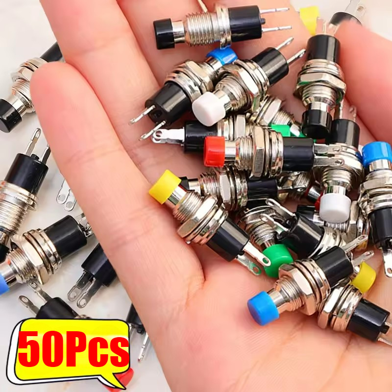 Mini Round Switch Reset Jog Lock Free - 2 Pins Momentary Push Button ...
