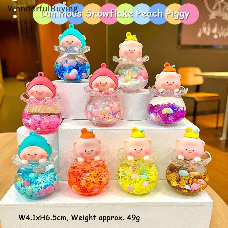 WBTH Luminous Snowflake Peach Piggy Oiled Quicksand ขวดเครื่องประดับอะ ...