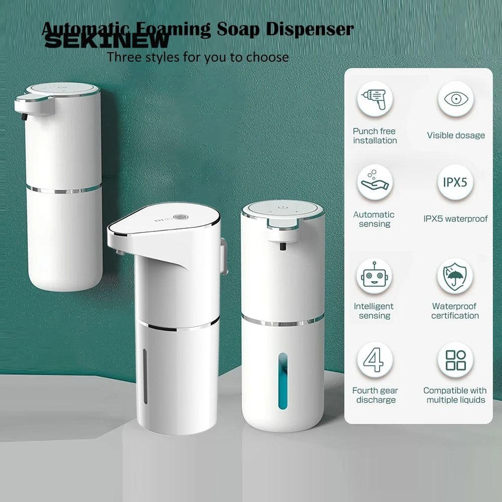 SEKINEW เครื่องจ่ายสบู่ฟองอัตโนมัติ, การตรวจจับอัตโนมัติ 400ml/350ml เครื่องซักผ้ามือ, เกียร์ ...