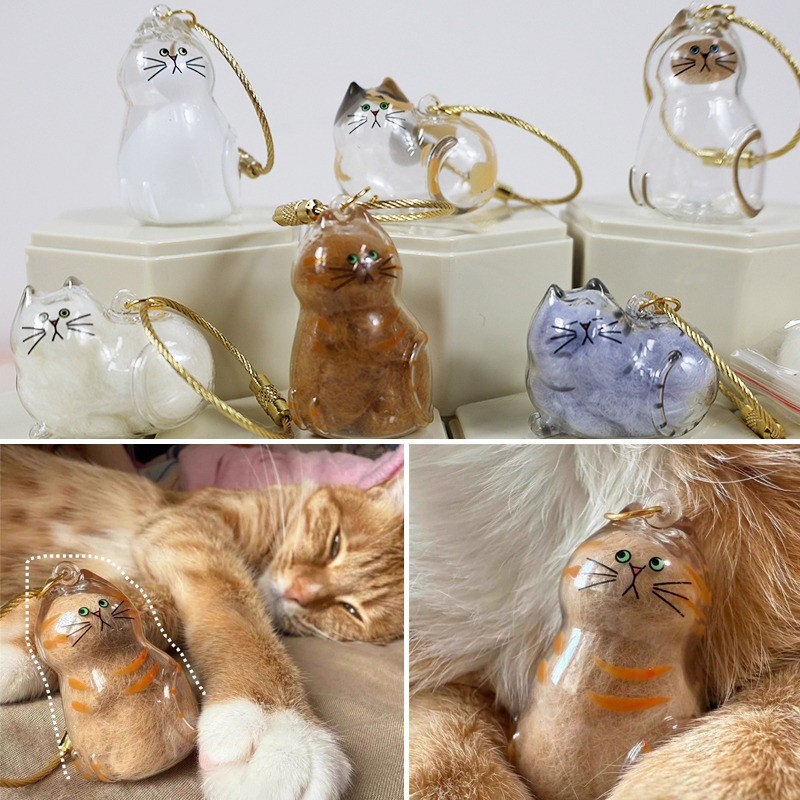 กล่องเก็บขนแมวโปร่งใสแขวน Gaunt Cat Hair Storage แคปซูลจี้พวงกุญแจ ...