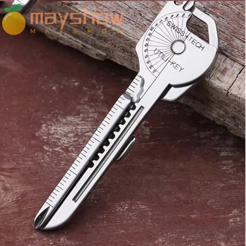 MAYSHOW ชุดเครื่องมือพับ, สแตนเลส 8-in-1 Multi-Tool พวงกุญแจ, Utility Multi-Function Design พับ ...