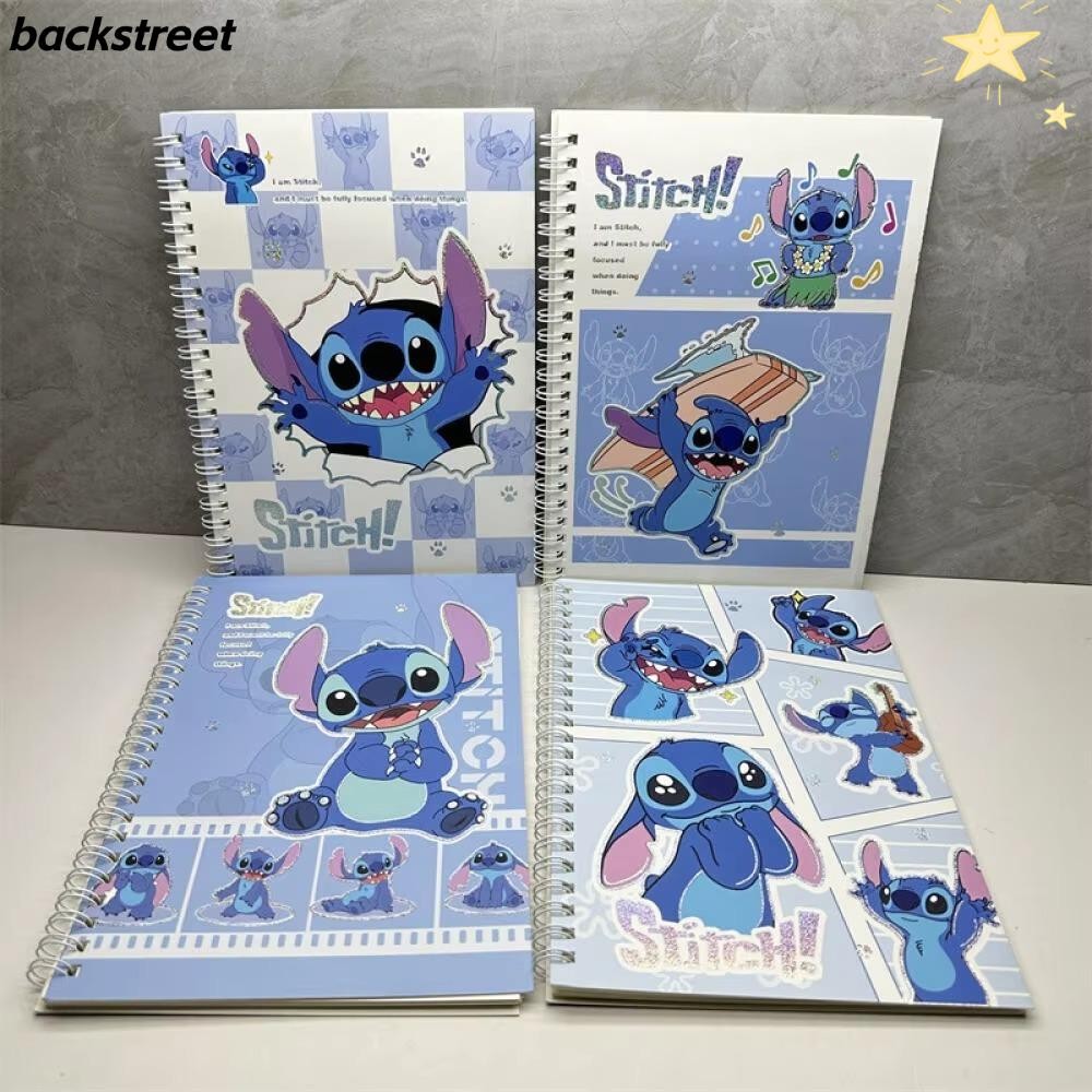 BACKSTAGE 4pcs Coil Notebook, การ์ตูน Stitch Diary Book สมุดบันทึกเส้น ...