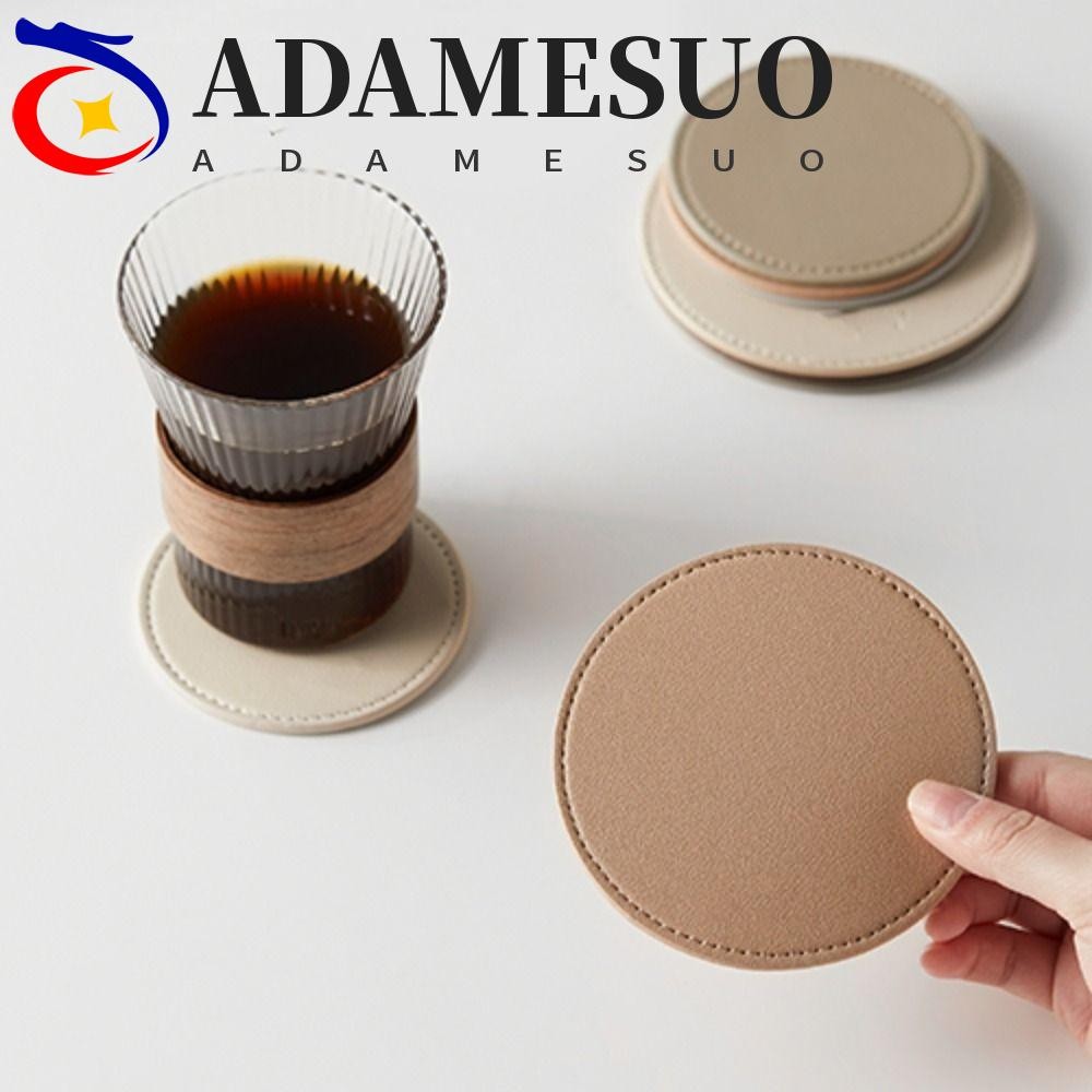 ADAMESUO สแควร์/รอบ/หกเหลี่ยม Coaster, PU หนังทนความร้อนถ้วย,แก้ว Pad Morandi สีสไตล์นอร์ดิกแผ่น ...