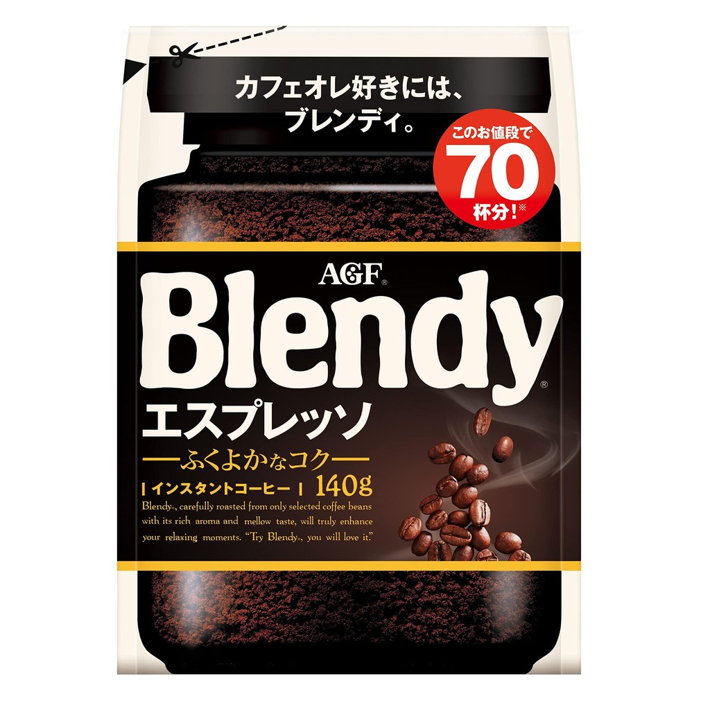 AGF Blendy Espresso Bag 140g [Instant Coffee] [Coffee that Dissolves in ...