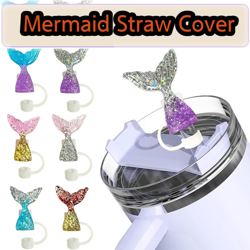 10 มม./0.4 "Mermaid Straw Toppers สําหรับ Stanley 30/40 Oz ซิลิโคนนํา ...