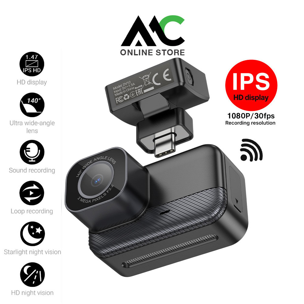 Hoco DV10 Mini Dash Camera กล้องติดรถยนต์จิ๋ว ชัด FHD จอ 1.47 นิ้ว ...
