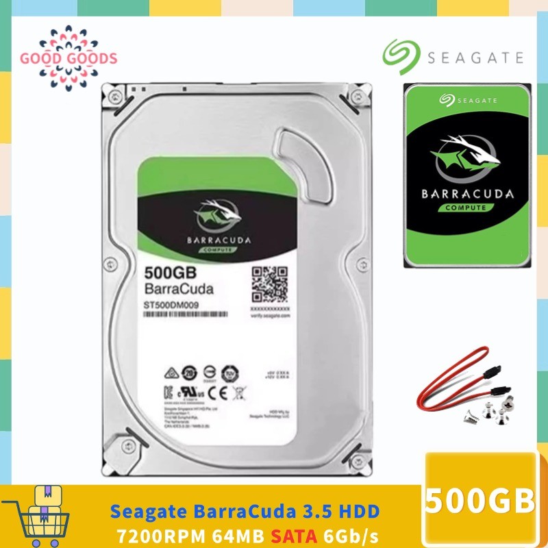 Seagate BarraCuda ST500DM009 500GB 3.5 HDD 7200 RPM 64MB แคช SATA 6Gb/s ...