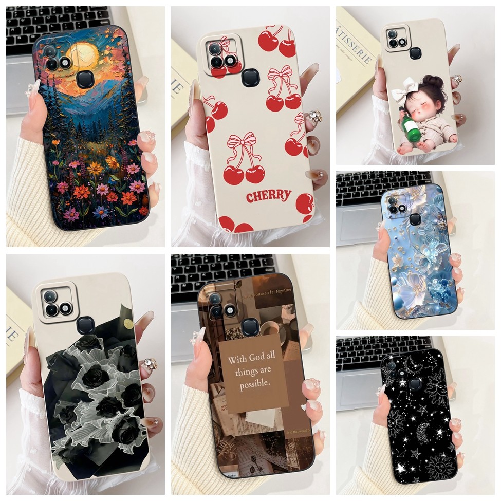 Infinix Hot 10i X659 กรณี Infinix สมาร์ท 5 Pro หรูหราแฟชั่นดอกไม้ ...