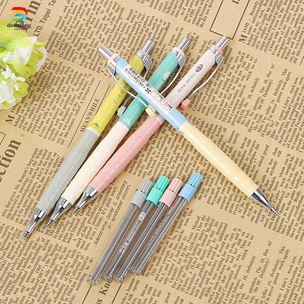 DENGLONG 1 ชุด 0.3 มม. สีที่สุ่มกดปากกาอัตโนมัติวาดอุปกรณ์การเรียนเติมพลาสติก | Shopee Thailand