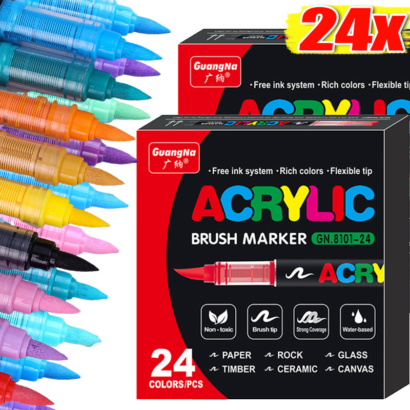 Universal DIY Drawing Soft-Tipped Acrylic Paint Markers Set - Rocks ...