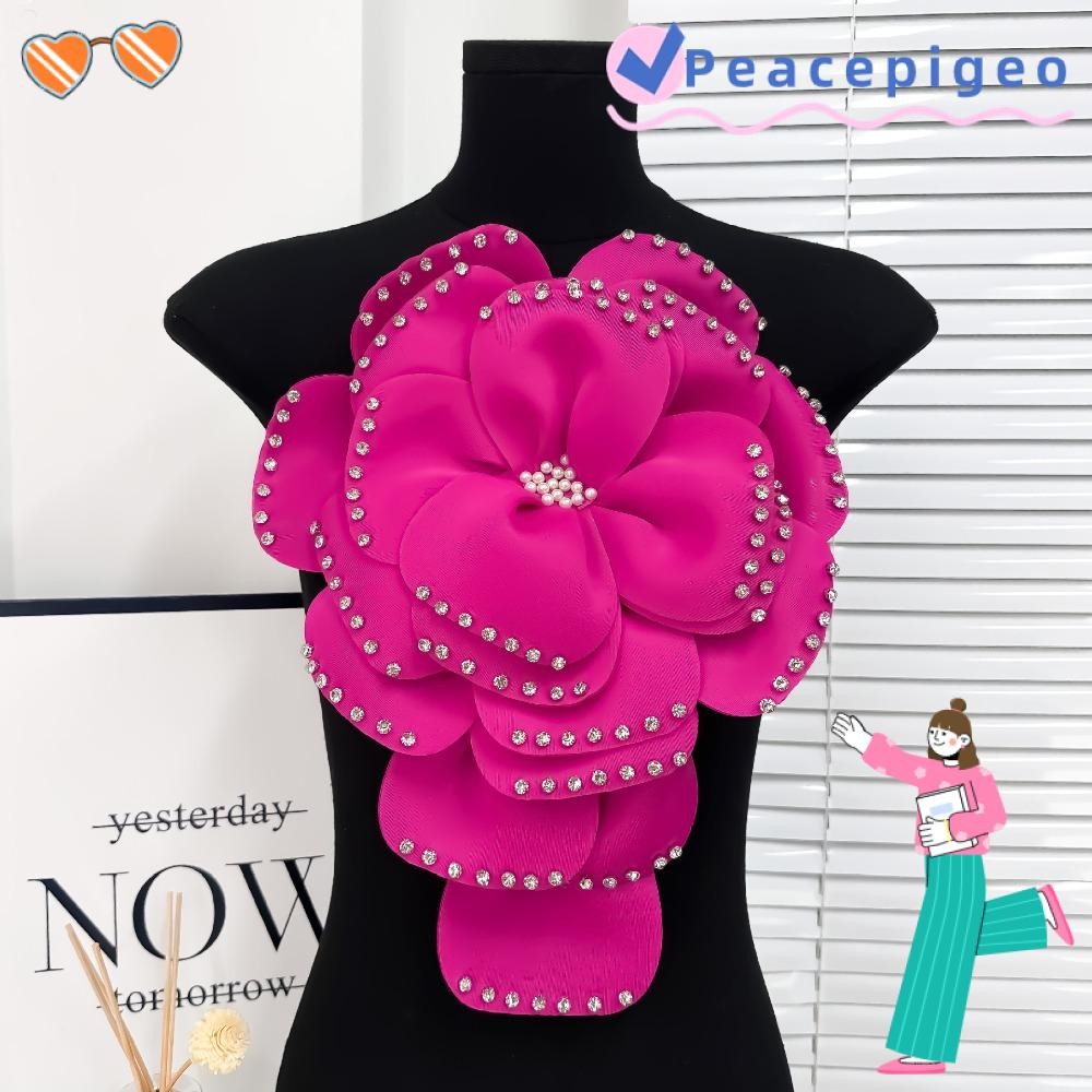 PEACEPIGEO ดอกไม้หน้าอก, อุปกรณ์เสริมเข็มกลัดแบบถอดได้, ตกแต่งเสื้อผ้าขนาดใหญ่ DIY ตกแต่งชุด ...