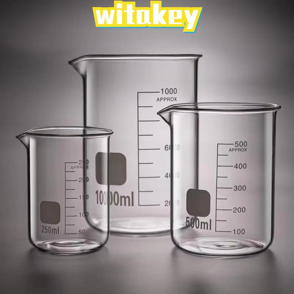 WITAKEY ถ้วยตวง, ถ้วยสเกล 50/100/150/250/500/1000 มล., แก้วทนความร้อน Thicken Lab Beaker ครัว ...