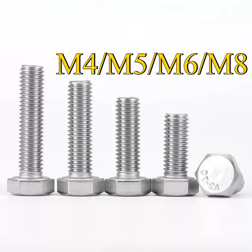 น็อต สกรู หัว 6 เหลี่ยม โบลท์ สแตนเลส 304 /ด้ายย้อนกลับ / Hexagon Head Screw/Bolt Full Thread M4 ...