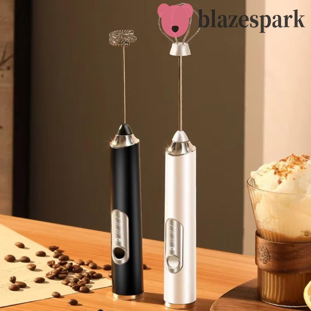 BLAZESPARK เครื่องตีฟองนมไฟฟ้า, USB ชาร์จมือถือกาแฟปัด,เครื่องดื่มกวนเปลี่ยนหัว 3 ความเร็วเกียร์ ...