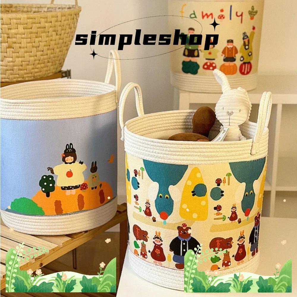 SIMPLESHOP ถังเก็บ, พร้อมที่จับตะกร้าเก็บอเนกประสงค์, ผ้าลินินพับได้ความจุขนาดใหญ่ออแกไนเซอร์จัด ...