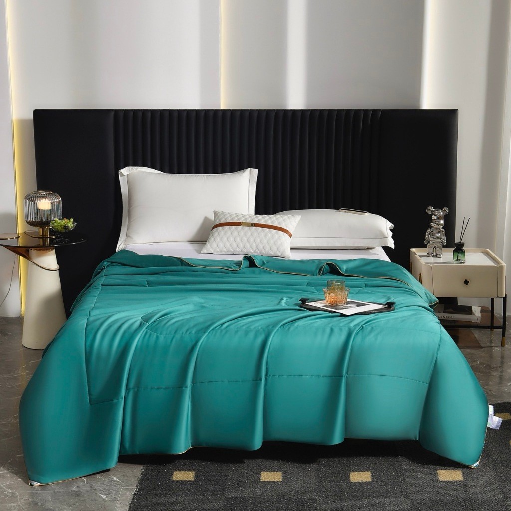 BL-PH ผ้านวมสีพื้น ผ้าห่มเย็น ไหมซาติน 6 ฟุต 200x230 cm ระบายอากาศ ...