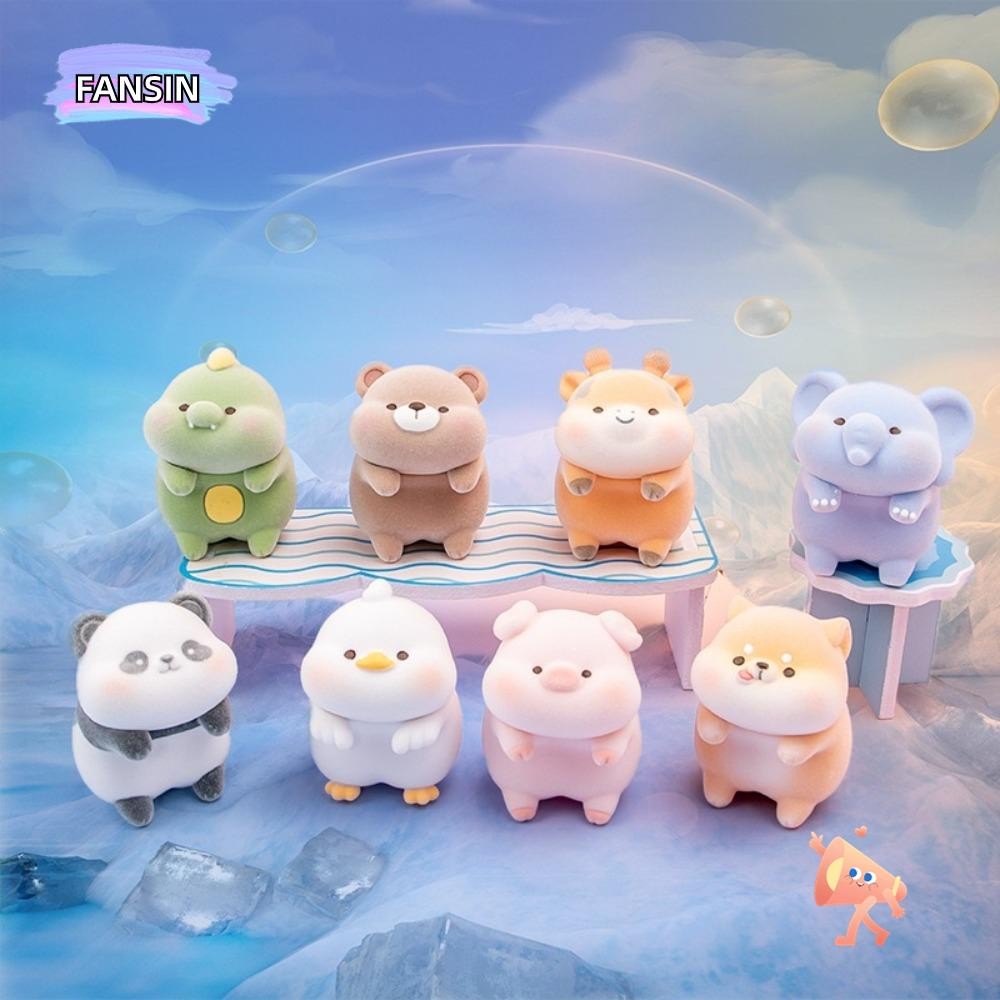 FANSIN 1/16 ชิ้น Flocking สัตว์, เรซิ่น Fuzzy กล่อง, น่ารักหน้าจอแสดงผล ...