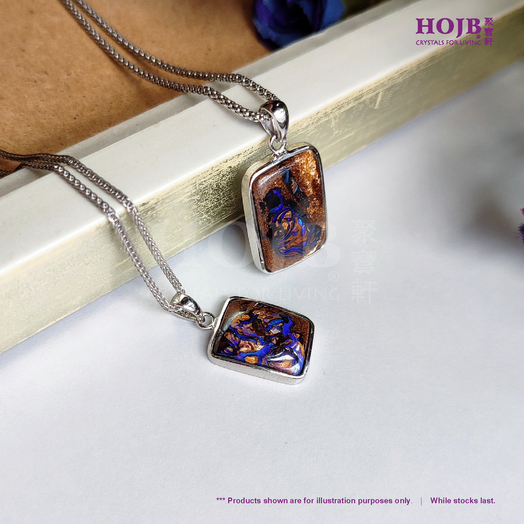 HOJB เกรดสูง Koroit Boulder โอปอล 6A สี่เหลี่ยมผืนผ้า S925 จี้เงิน 15-20 มม.แหวน Yougao ผู้ชาย ...