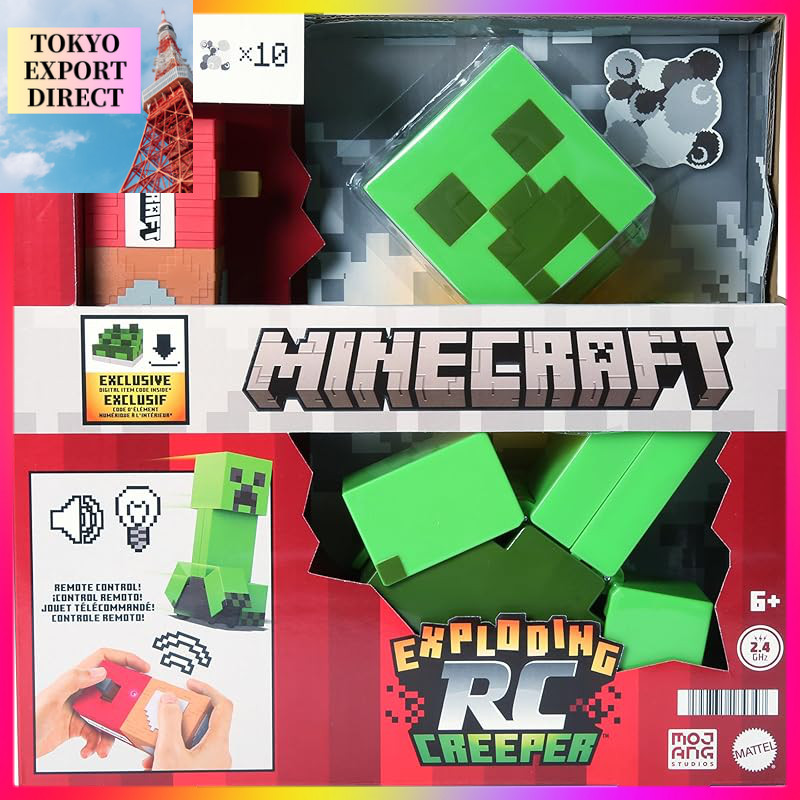 Mattel Minecraft Exploding RC Creeper with Light & Sound, 10 Exploding ...
