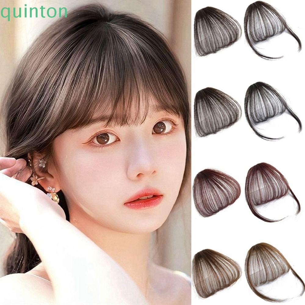 QUINTON 3D Air Bangs, Fringe ต่อผมด้านบนผม Bangs,ไม่มีรอยต่อตรง Bangs สังเคราะห์ Hairpiece ...
