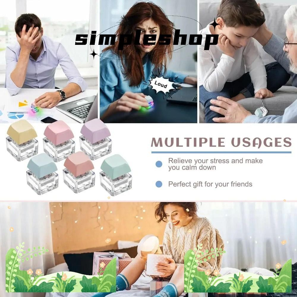 SIMPLESHOP พวงกุญแจ Fidget, แป้นพิมพ์ DIY ปุ่มกดคีย์บอร์ดนิ้ว, ผ่านปุ่มเวลาบรรเทาความเครียด ...