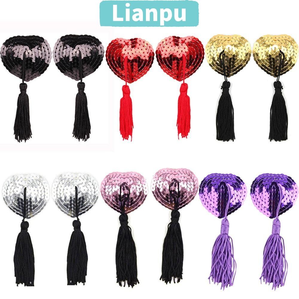 LIANPU 1 คู่จุกนมครอบคลุม, Self กาวพู่รูปหัวใจ Bra,Reusable เลื่อม ...