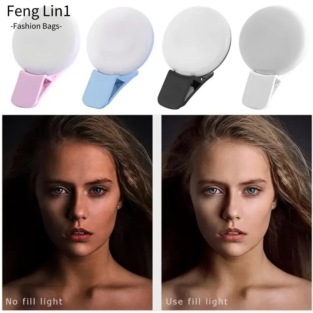 FENGLING โทรศัพท์มือถือ Mini Selfie เติมแสง,ปรับแหวนเซลฟี่แบบชาร์จไฟได้ ...