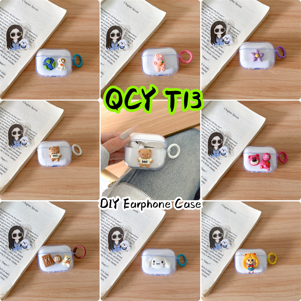 ส่วนลดสําหรับ QCY T13 ฝาครอบกรณี DIY CFashion การ์ตูนซิลิโคนอ่อนนุ่มหู ...