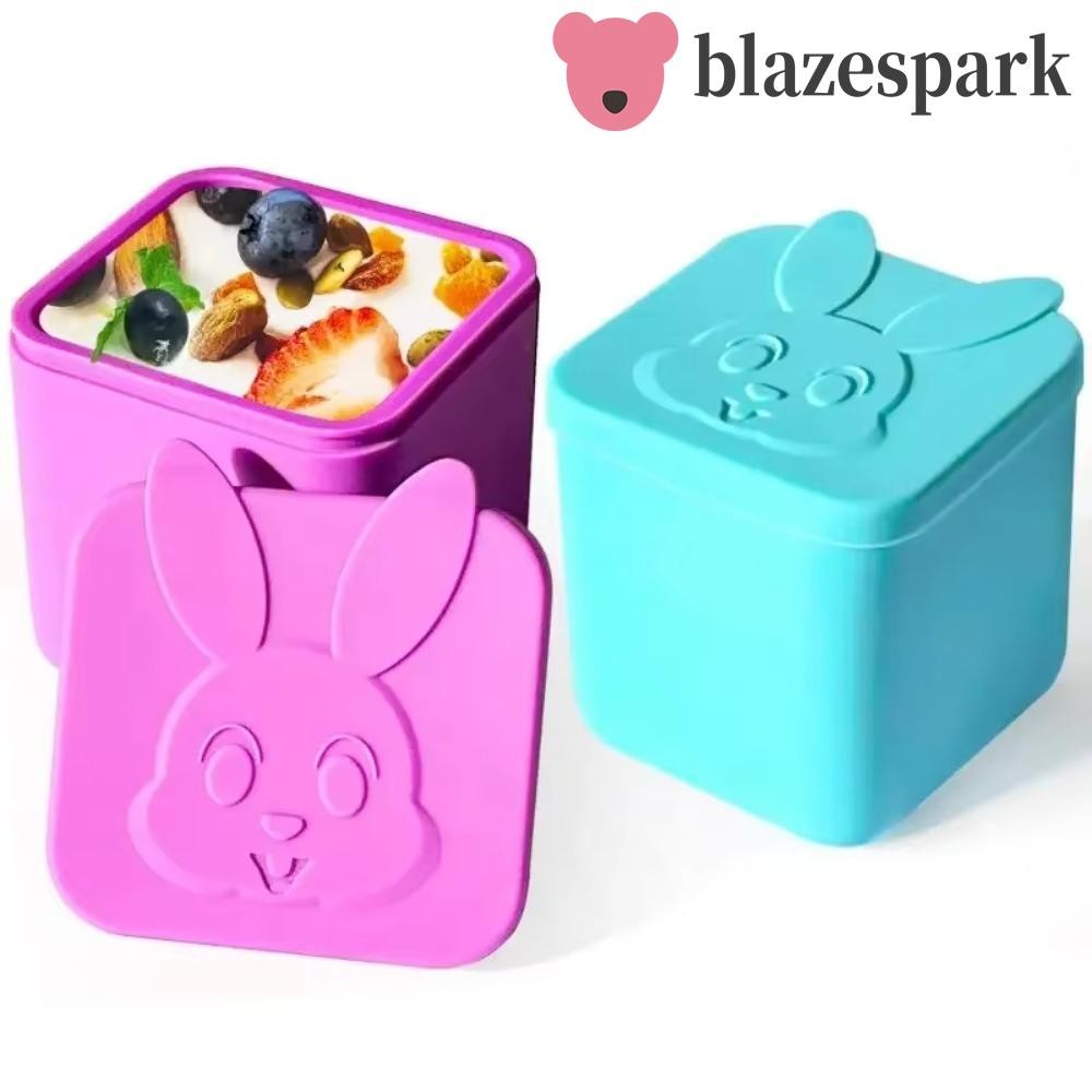 BLAZESPARK 2 ชิ้น Dips คอนเทนเนอร์, Non-stick Bunny/หมีรูปแบบซอสกล่อง,แบบพกพาสแควร์ซิลิโคนสลัด ...