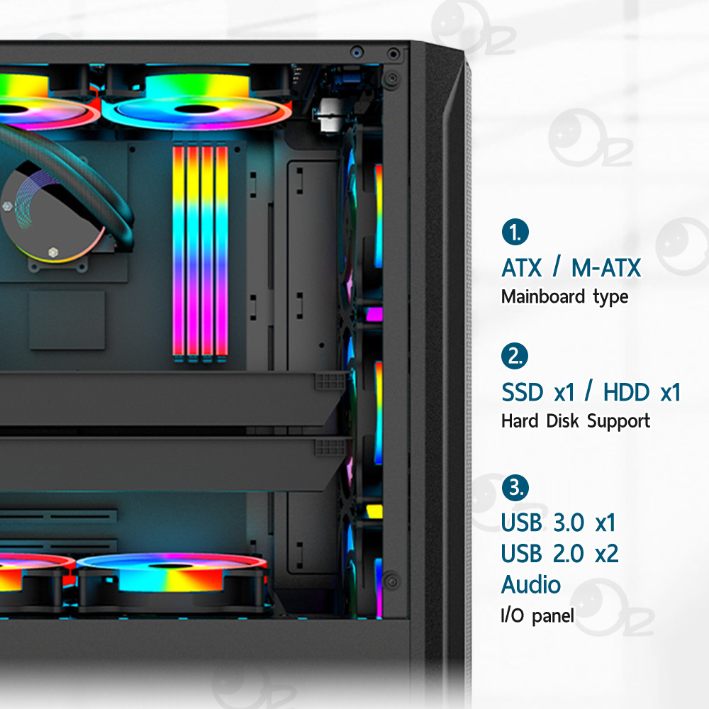 รับประกัน 1 ปี – เคสคอมพิวเตอร์ พร้อม พัดลม RGB เคสคอม สีดำ สีขาว พัดลม ...