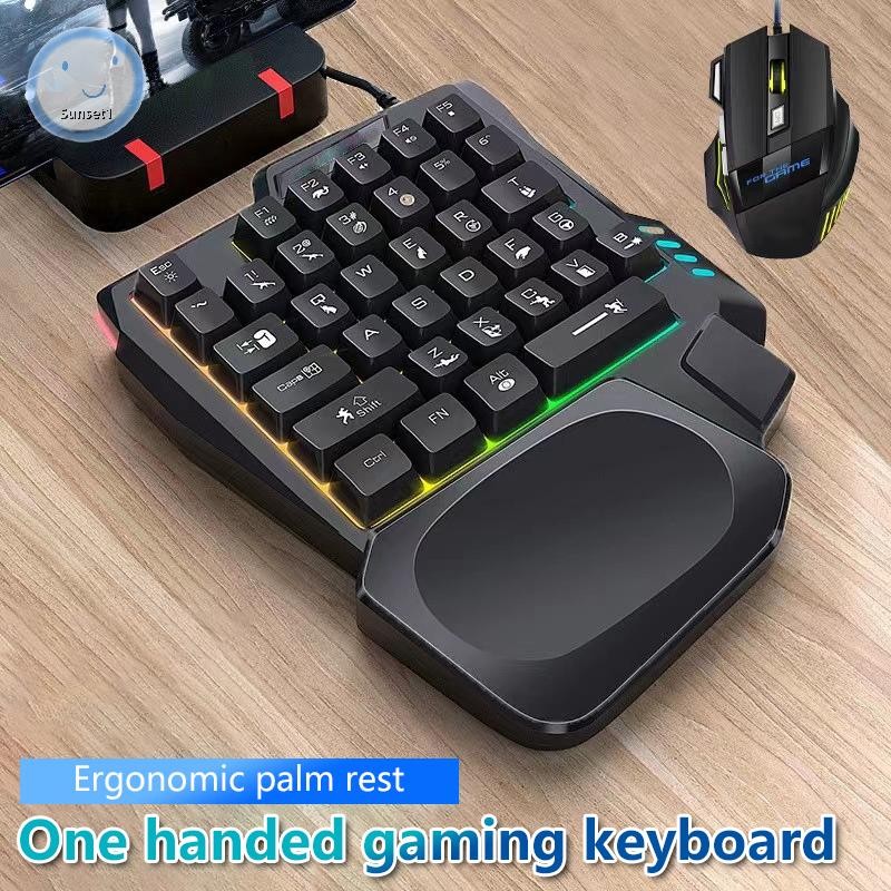Sunset RGB Gaming Keyboard Single Hand Mini USB Ultra-slim แบบมีสาย 35 ...