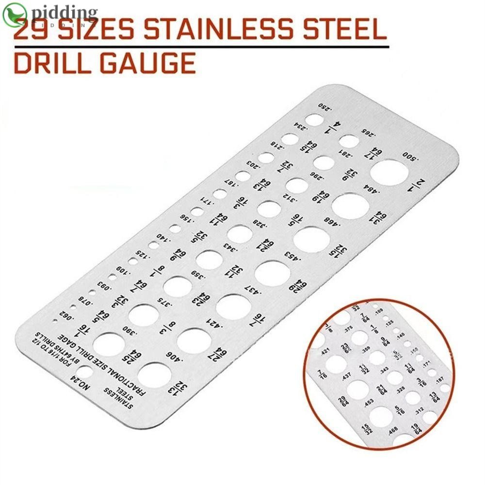 PIDDING เกจวัดดอกสว่าน, 1/16 นิ้วถึง 1/2 นิ้ว 29-Holes Caliper Gauge ...