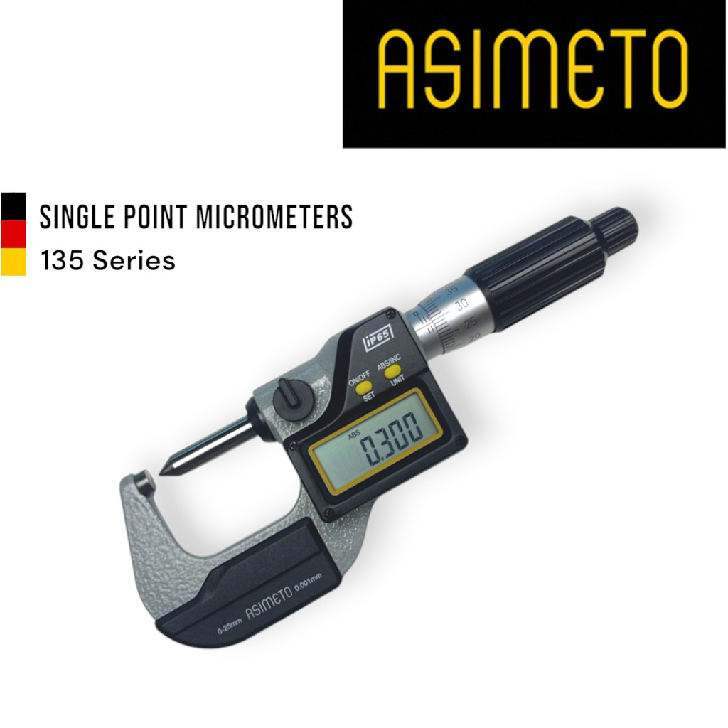 Asimeto ไมโครมิเตอร์วัดนอกปากแหลม Single Point Micrometers 0-25 มม, 25 ...
