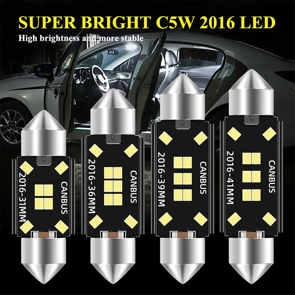 2PCS Super Bright 31 มม.Led Festoon C5W หลอดไฟ 36 มม.C10W 39 มม.41 มม.31 มม.รถอ่านประตู Trunk ...
