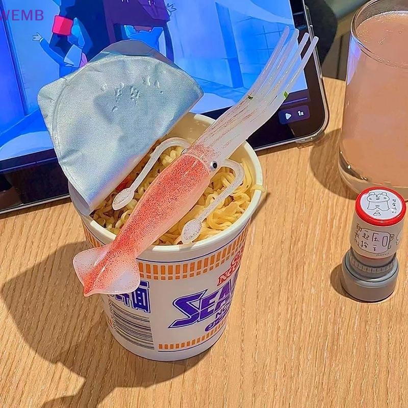 WEMB 1/2PCS ตลกปลาหมึก Cuttlefish ส้อมผลไม้ถ้วยก๋วยเตี๋ยวบนโต๊ะอาหาร ...