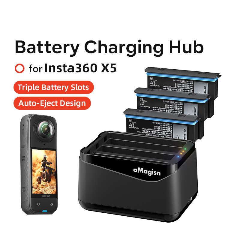สําหรับ Insta360 X5 สมาร์ทกล่องชาร์จจอแสดงผล LCD แบตเตอรี่ Charger สอง ...