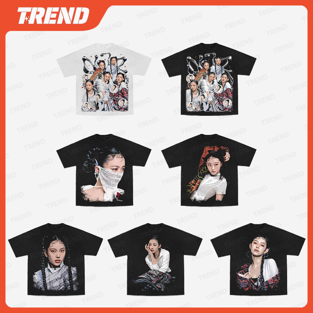 KPOP 2025 NJZ Merch ผ้าฝ้ายเสื้อยืด Vintage Unisex Street เกาหลีหลวม ...