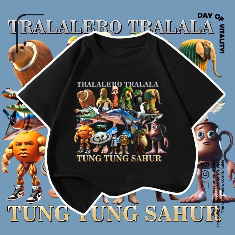 Tung Tung Sahur Tops แขนสั้นหลวมสําหรับเด็ก | Shopee Thailand