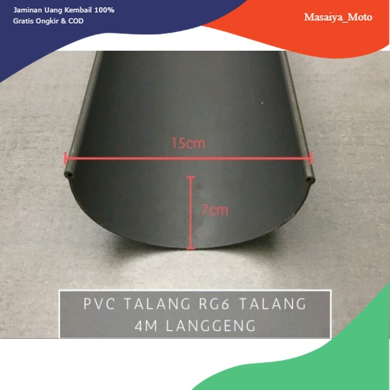 MMOTO ทนทาน PVC Water Gutter HR 6" 6 นิ้ว 4m 4meter 4mtr Half Circle ...