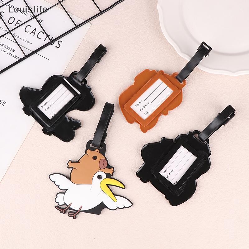LLPH อุปกรณ์การเดินทางแท็กกระเป๋าเดินทางการ์ตูน Capybara PVC กระเป๋าเดินทาง ID ผู้ถือที่อยู่ ...