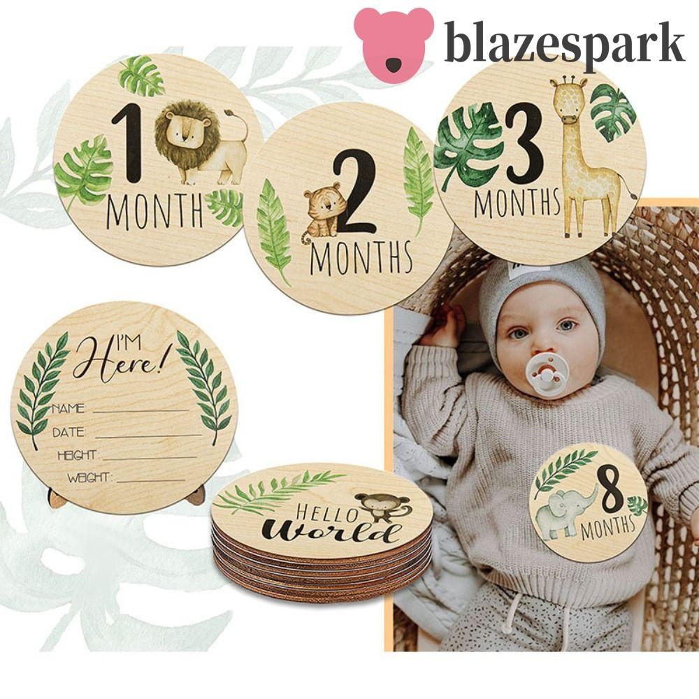 BLAZESPARK 7 ชิ้นเด็กรายเดือน Milestone การ์ด, น่ารักจํานวนไม้ Milestone การ์ด, อุปกรณ์ถ่ายภาพ ...