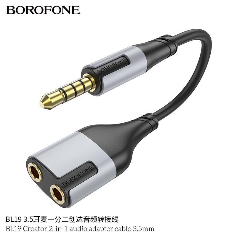 Borofone BL19 2-in-1 สายแปลงเสียง แจ็ค 3.5mm แยกหูฟัง-ไมค์ ใช้งานพร้อมกันได้ รองรับ Hi-Fi Audio ...