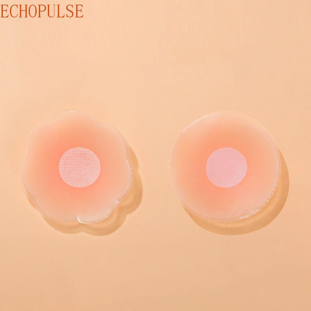 ECHOPULSE 4 คู่ซิลิโคนหน้าอกสติกเกอร์,รอบกลีบดอกไม้หัวนมปกแพทช์,สบายที่ ...