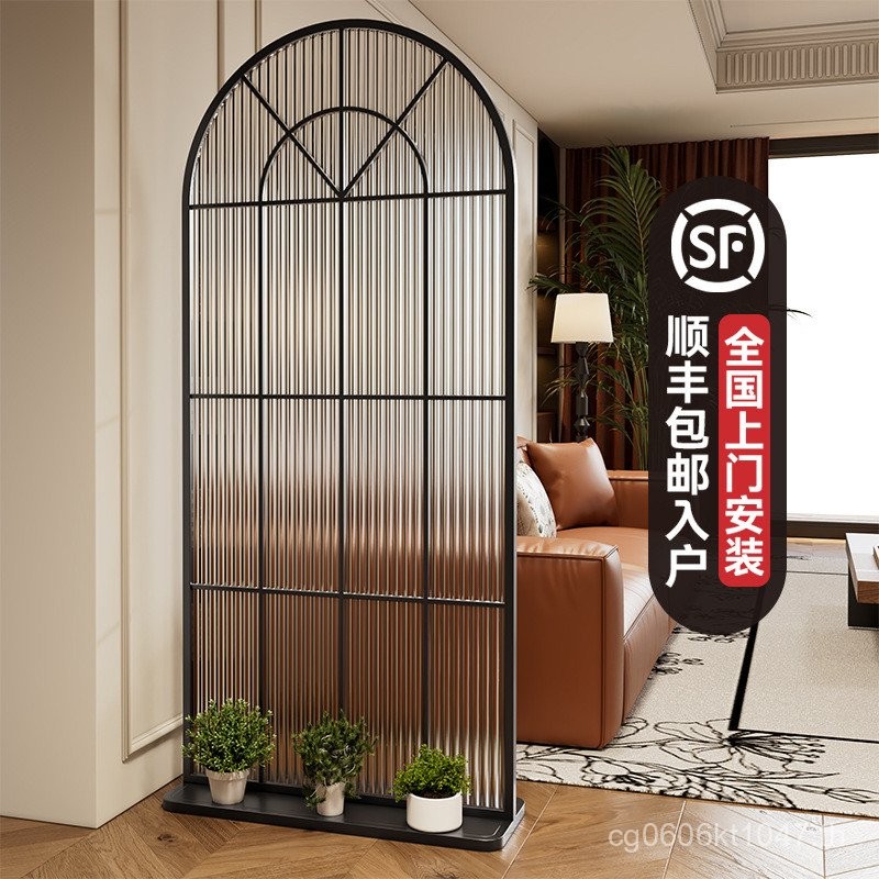 ฉากกั้นทางเข้าห้องนั่งเล่น ผนังกระจกย้อนยุค ฉากกั้นเคลื่อนย้ายได้ รุ่น ...