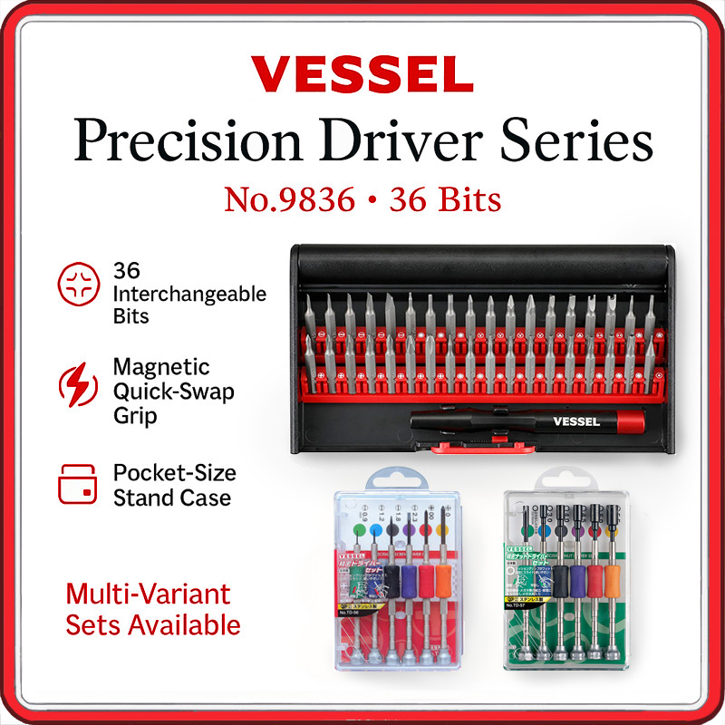 VESSEL Precision Driver Set 36-in-1 No.9836 Magnetic Screwdriver Bit ...