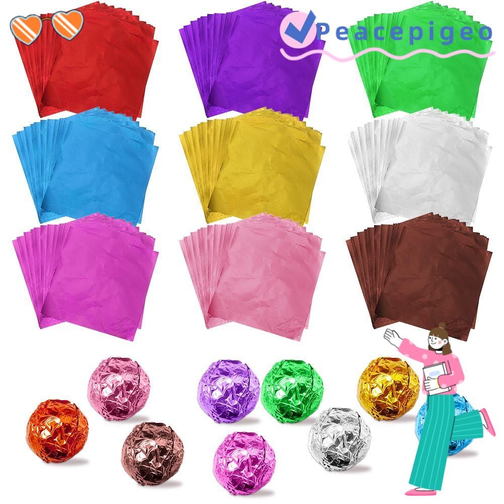 PEACEPIGEO 100 ชิ้นอลูมิเนียมฟอยล์ปิดทอง DIY เย็บอุปกรณ์งานแต่งงานตกแต่ง Candy Candy ช็อกโกแลต ...