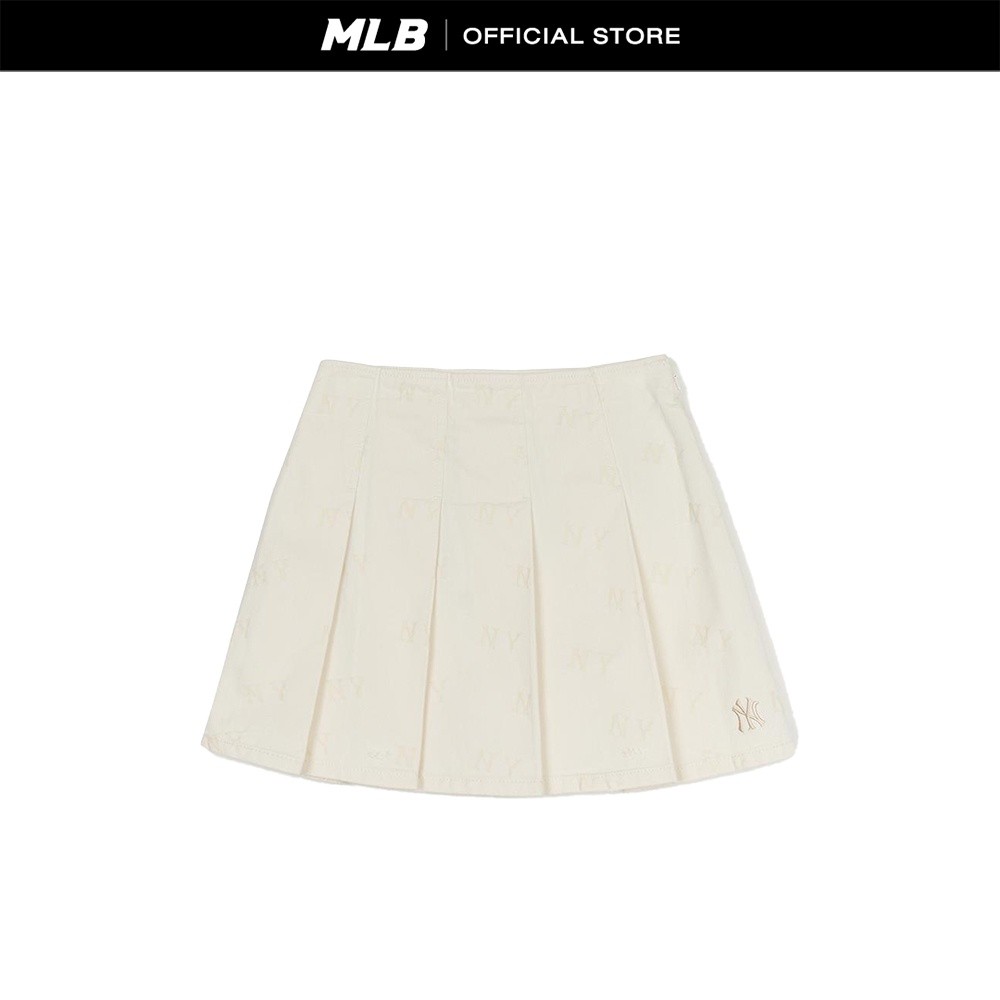 MLB กระโปรงยีนส์ ผู้หญิง Women Classic Random Jacquard Monogram Pleated ...