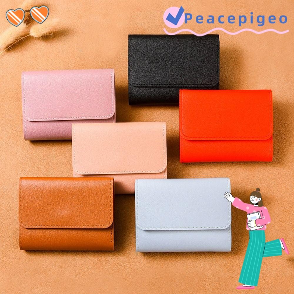 การ์ด PEACEPIGEO, ที่ใส่บัตรสีทึบช่องเสียบการ์ดหลายใบ, แพ็คเกจ ID หนัง PU Trifold แบบพกพาผู้ชาย ...