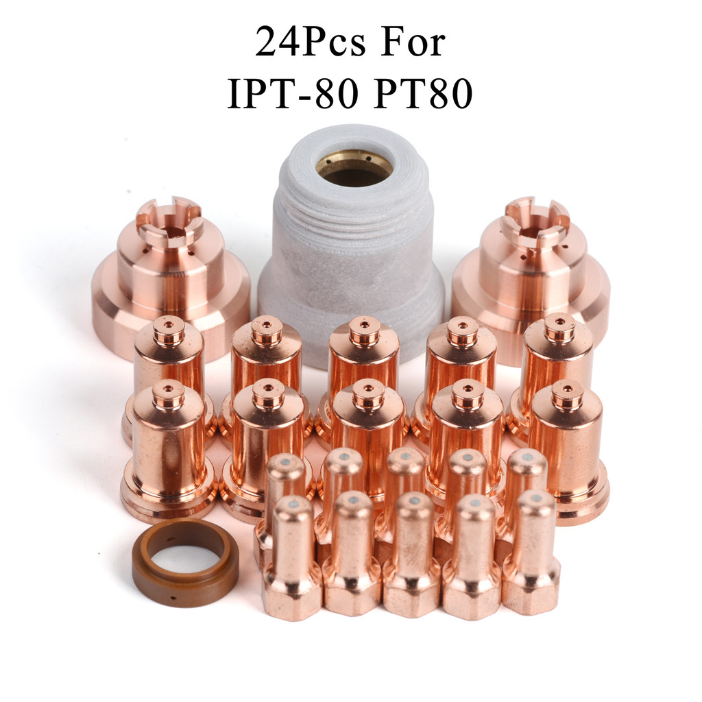 24 ชิ้น PT-80 PT80 IPT-80 PTM-80 อิเล็กโทรด 52558 หัวฉีด 51311S Swirl แหวน Shield หมวก Standoff ...